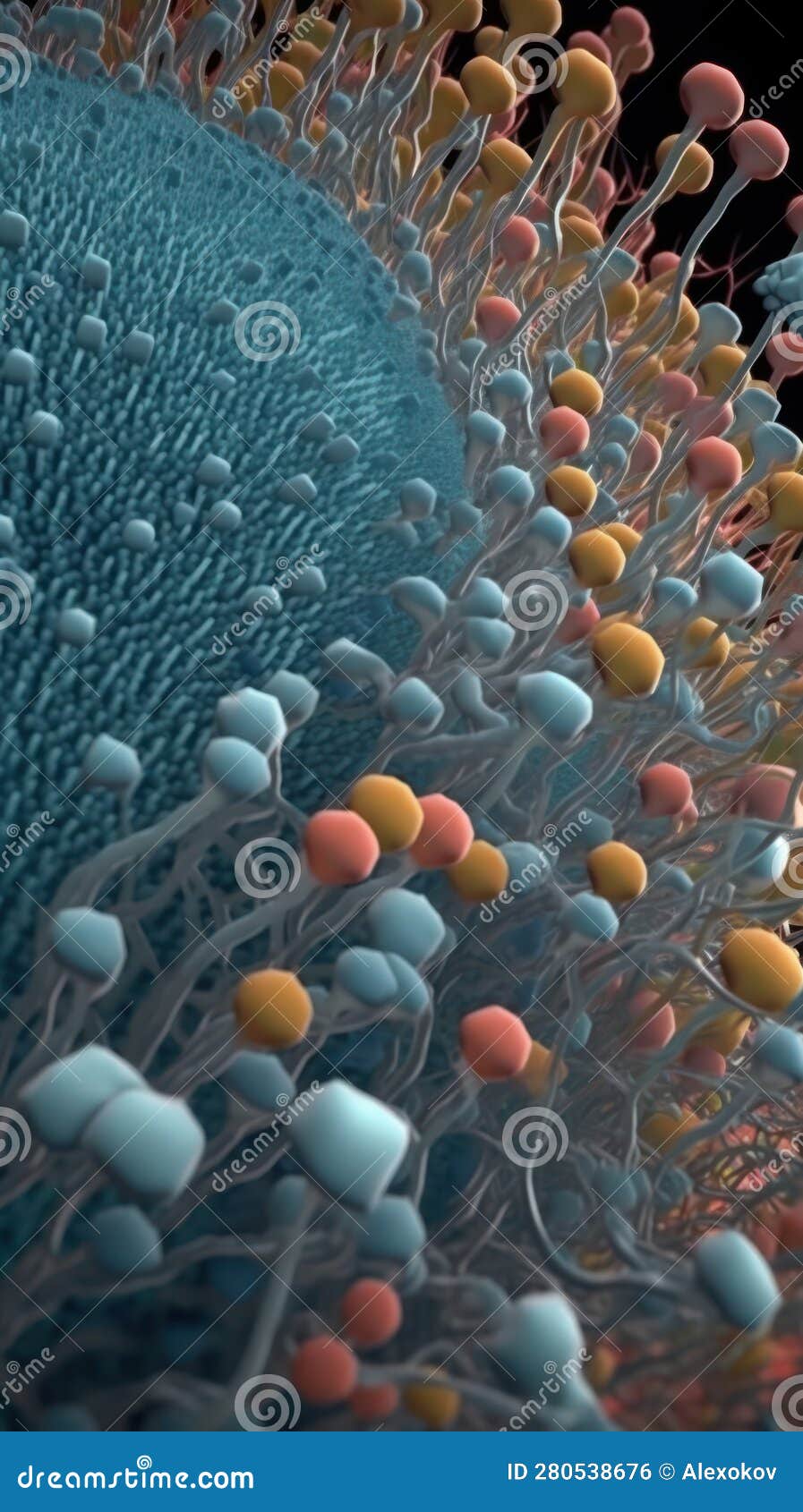Fluid Simulation of Cell Membrane Proteins in 4K Resolution . Stock ...