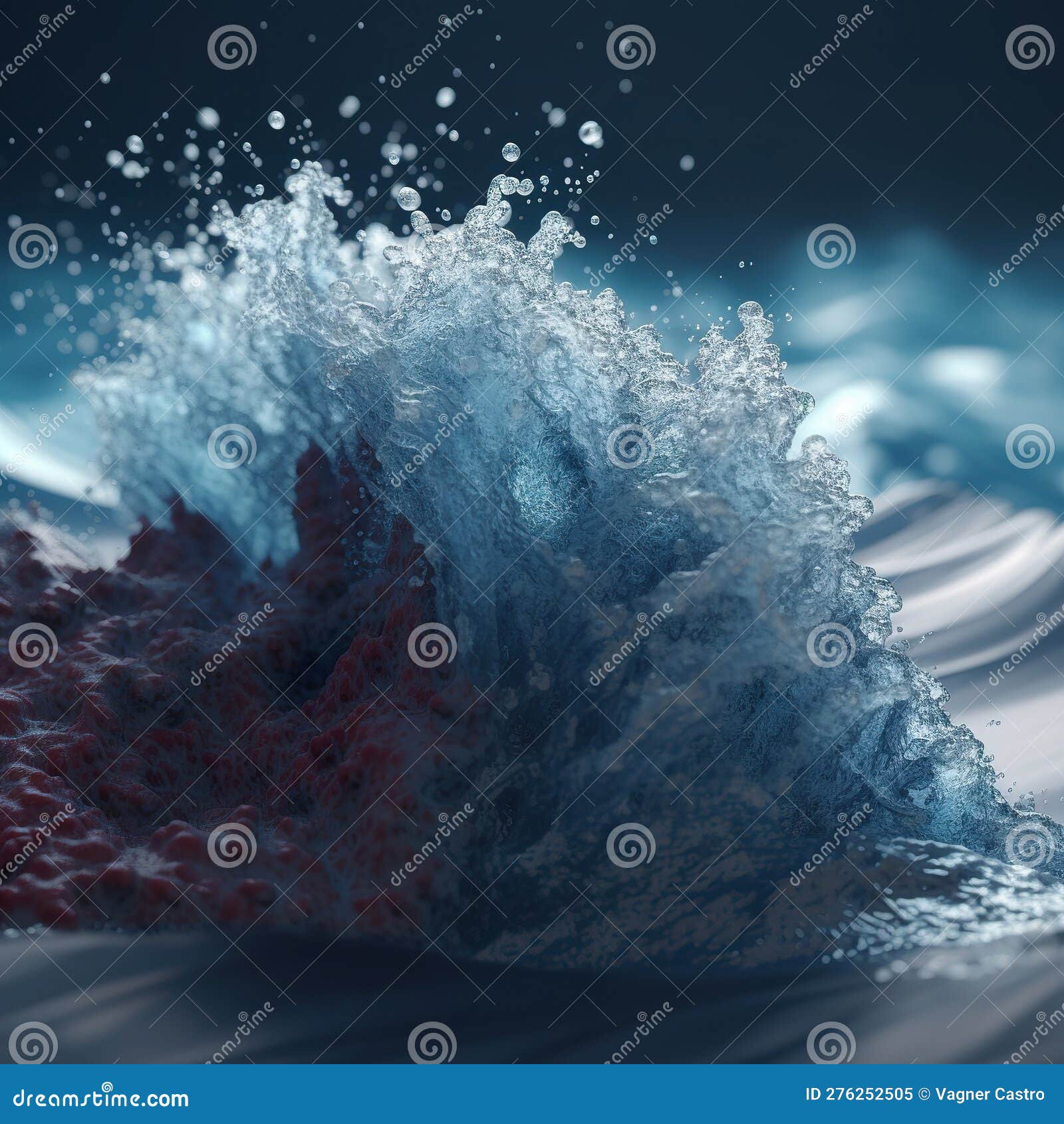 Fluid Simulation in an Image of Waves in Blue Water Stock Image - Image ...