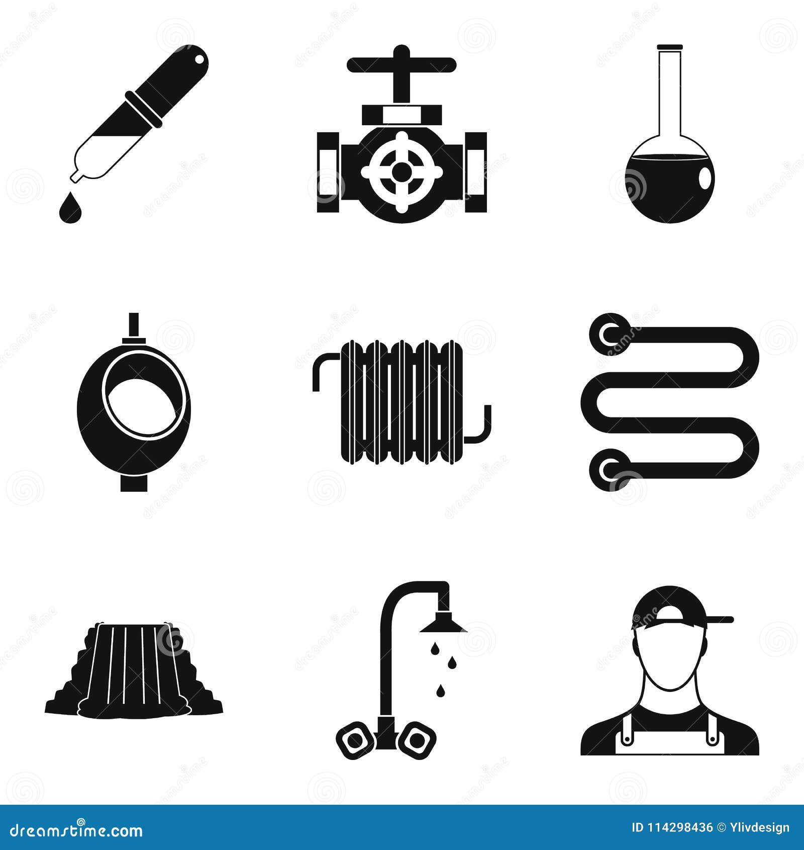 Fluid System Icons Set, Simple Style Stock Vector - Illustration of ...