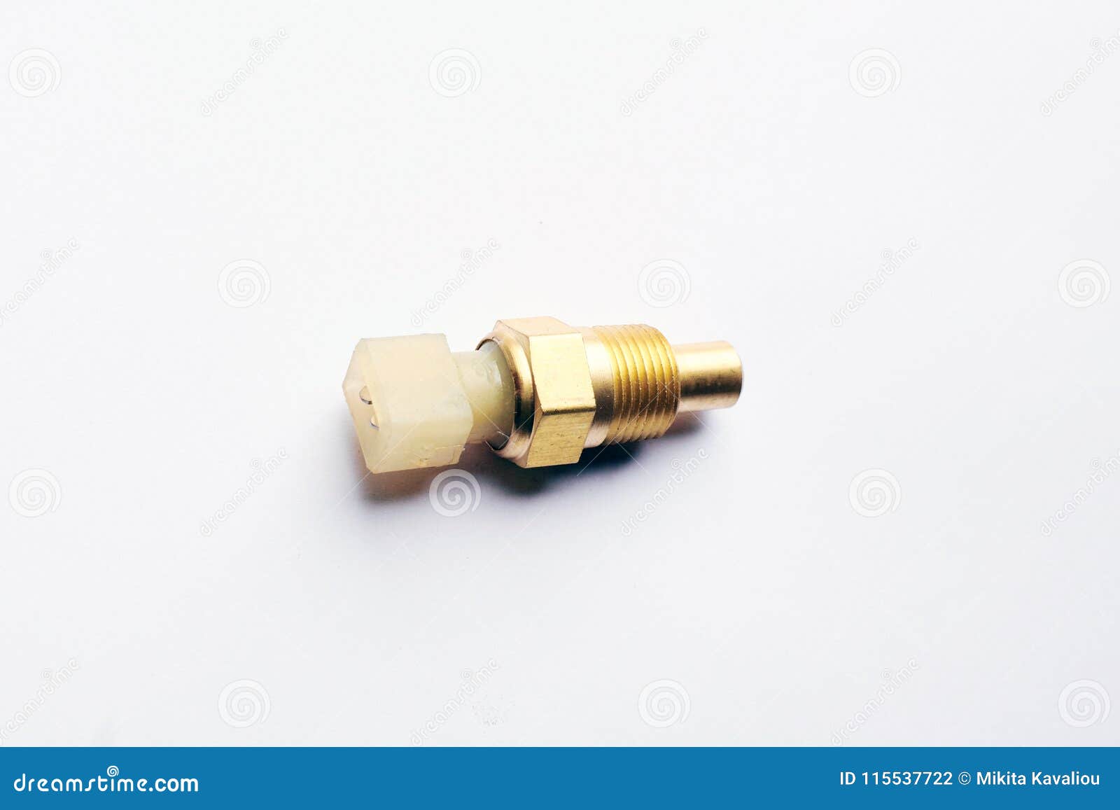 Fluid Temperature Sensor on Isolated Stock Photo - Image of metal ...