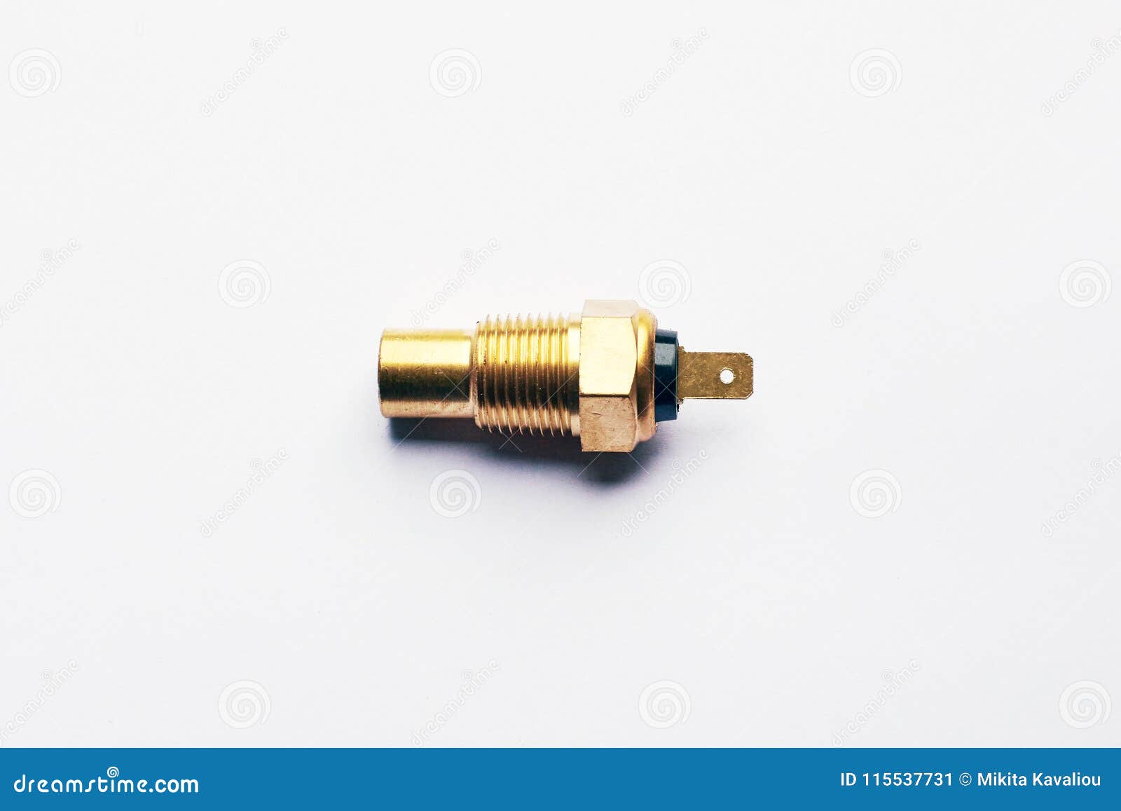 Fluid Temperature Sensor on Isolated Stock Image - Image of metal ...