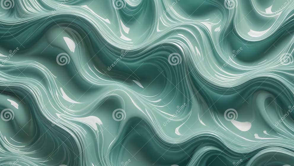 Fluid Translucent Waves in Mint Green and Aqua Abstract Organic Texture ...