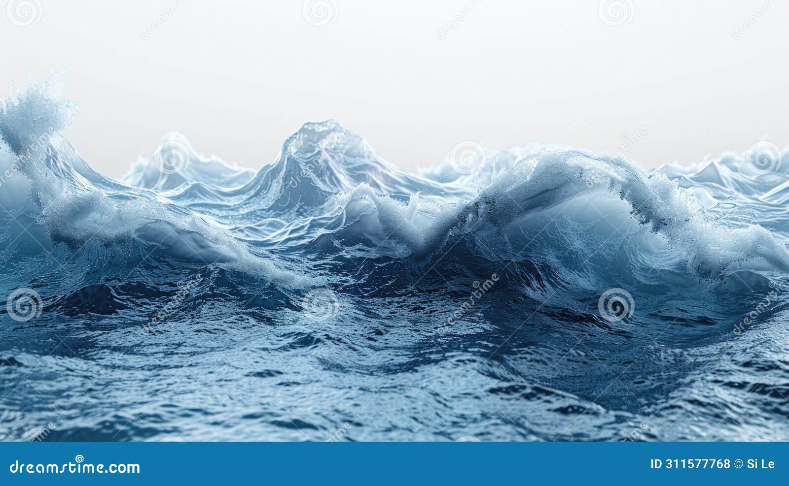 Fluidic Ripples: Isolated Ocean Waves Generated With AI On White ...