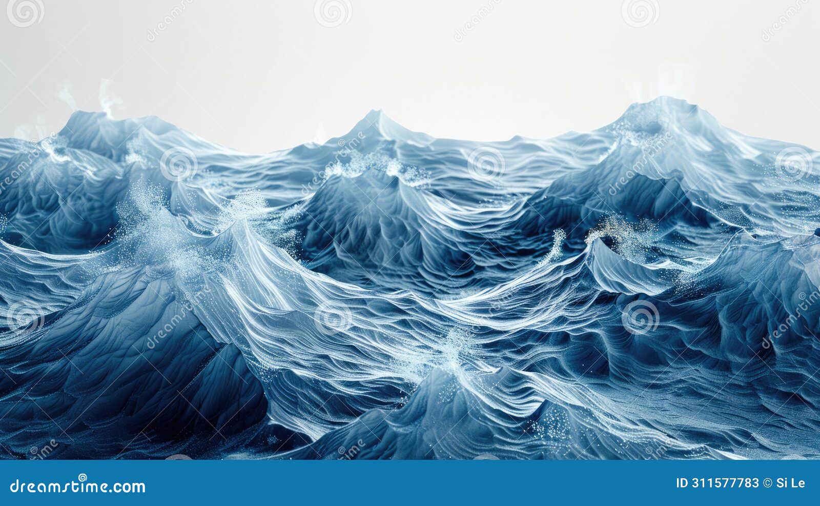Fluidic Ripples: Isolated Ocean Waves Generated With AI On White ...