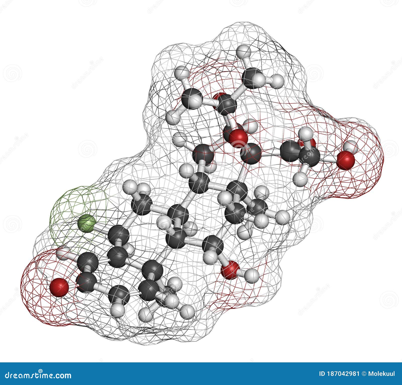 Flunisolide Corticosteroid Drug Molecule. 3D Rendering Stock ...