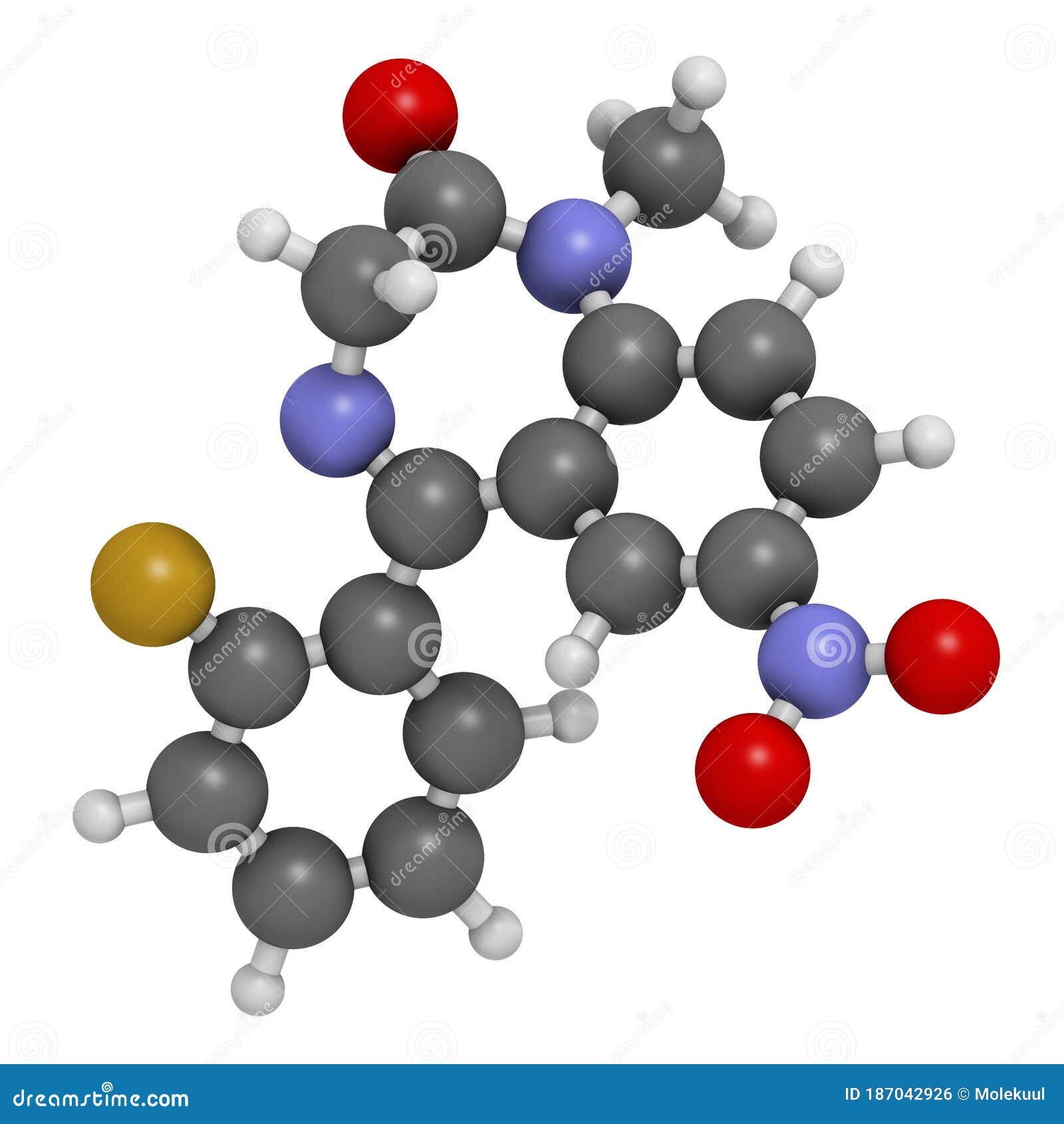 Flunitrazepam Hypnotic Drug Molecule. 3D Rendering Stock Illustration ...