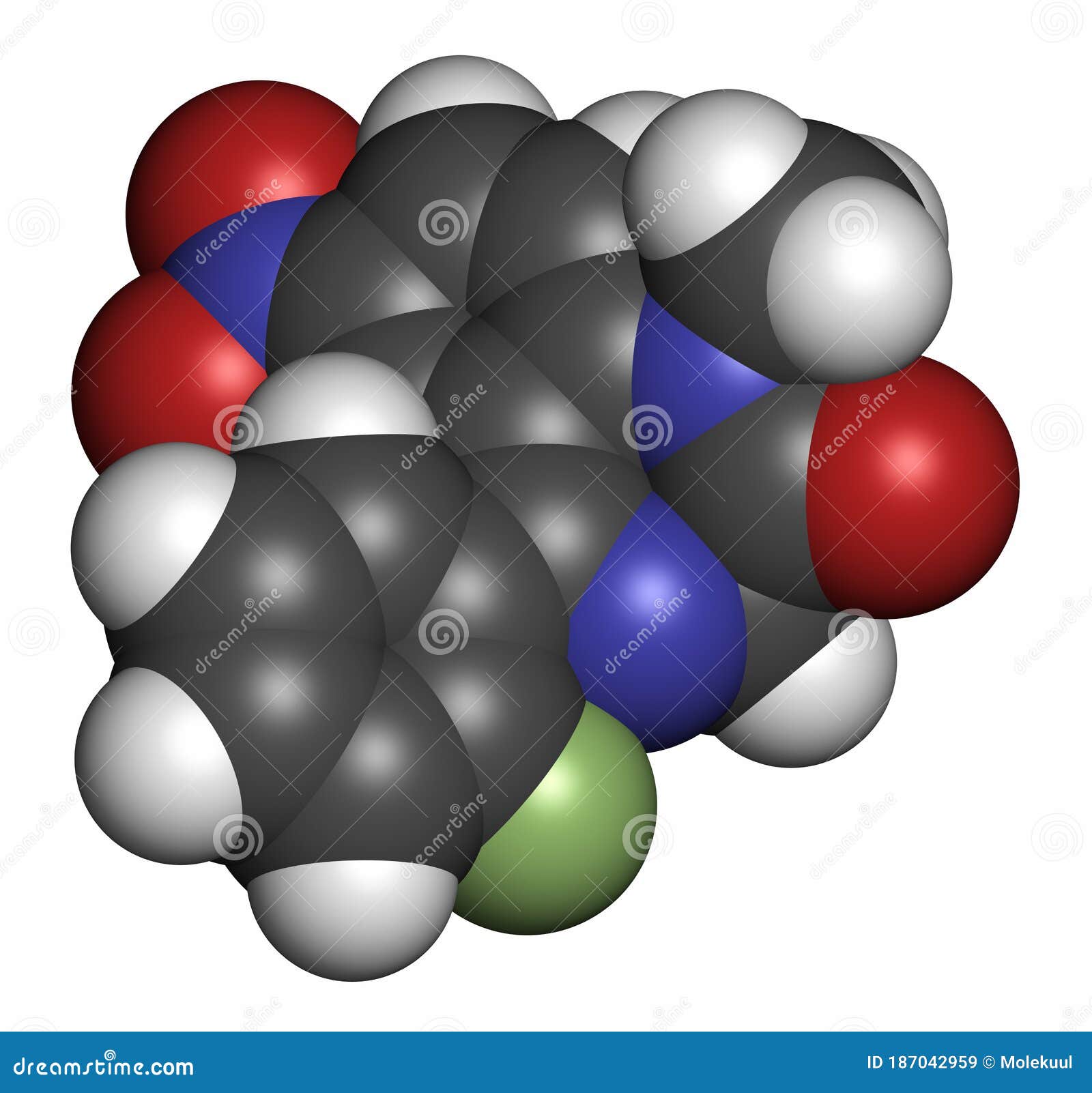 Flunitrazepam Molecule 3d Rendering, Flat Molecular Structure With ...