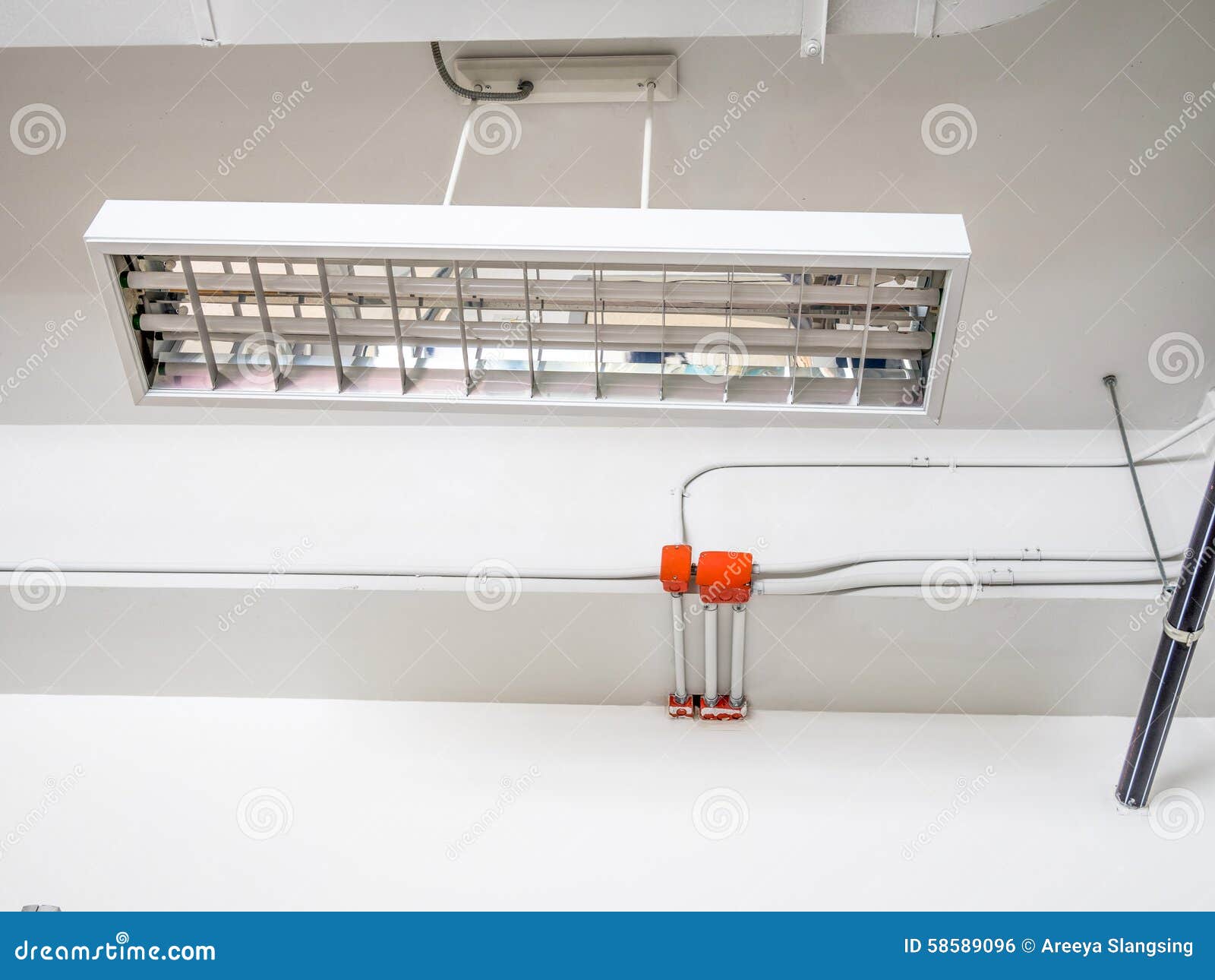 Fluorescence Lamp Installed on Ceiling Stock Photo - Image of electric ...