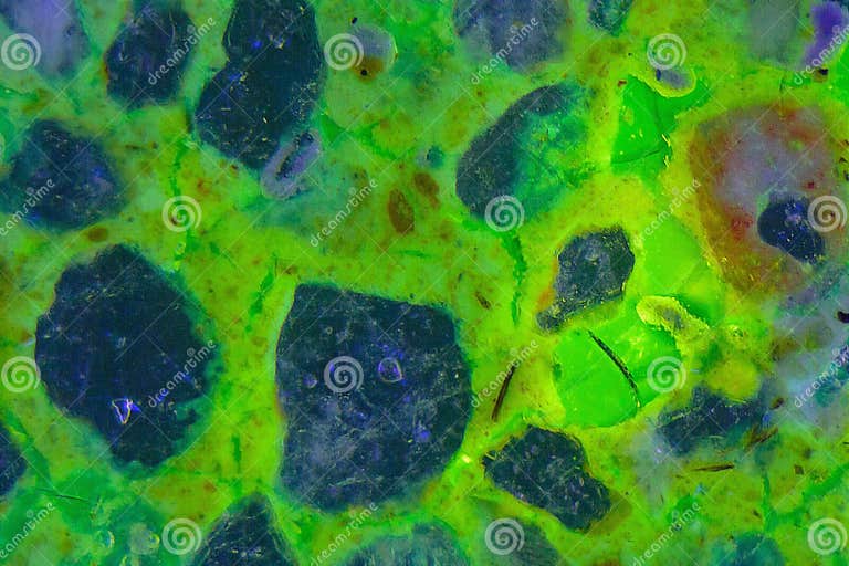 Fluorescence Microscope Photo of a Concrete Thin Section Stock Photo ...