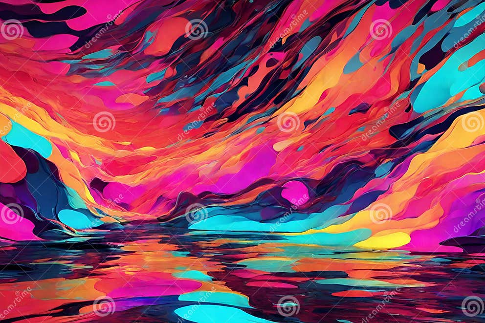 Fluorescent Abstract Color Perception of Modern Style Stock ...