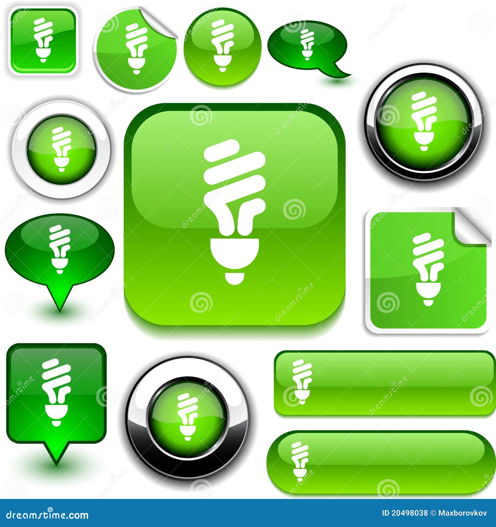 Fluorescent Bulb Green Signs. Stock Vector - Illustration of circle ...