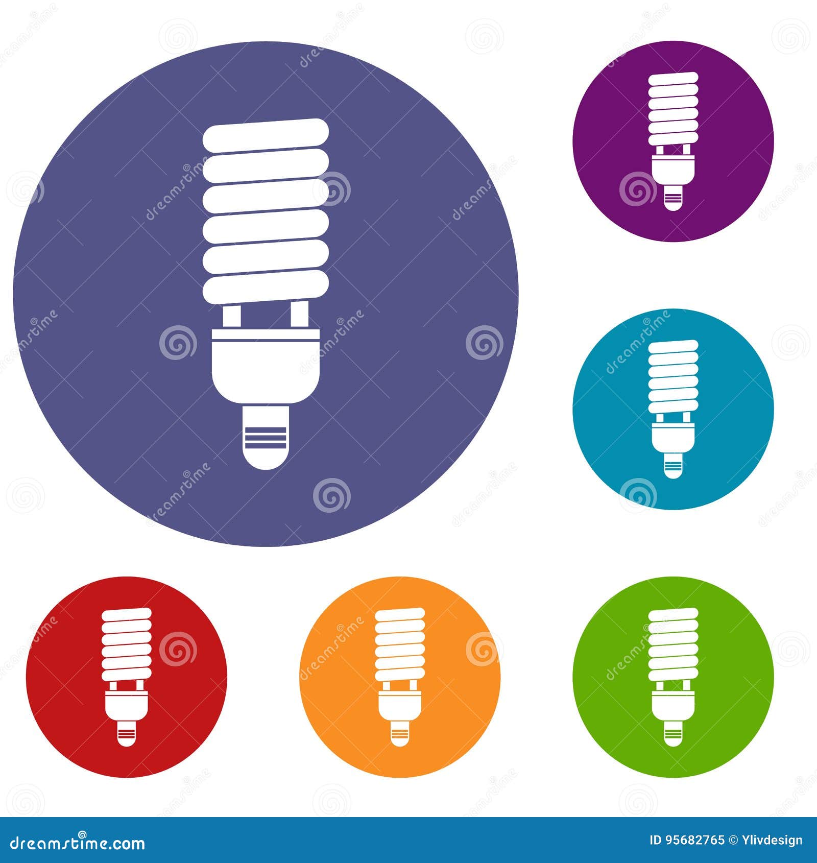 Fluorescent bulb icons set stock vector. Illustration of lamp - 95682765