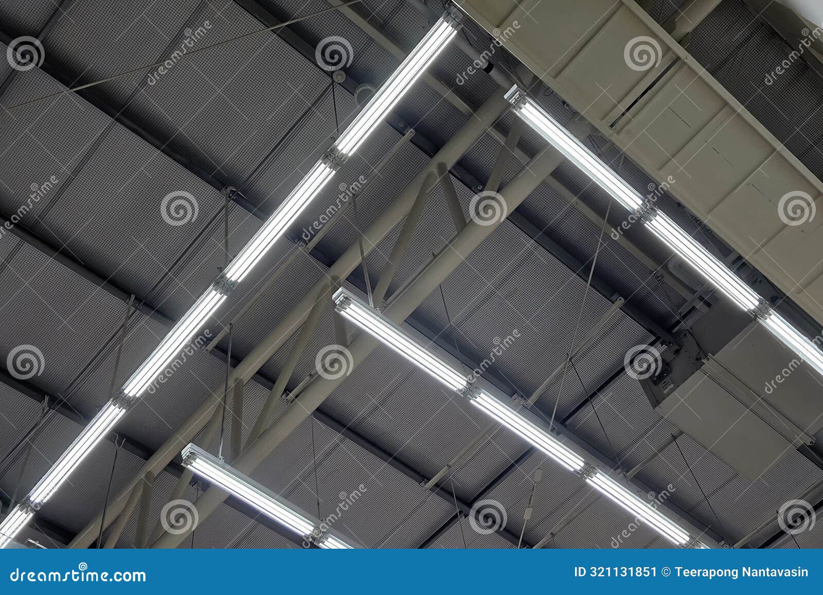 Fluorescent on Ceiling of Warehouse, Suitable for Electric Concept ...