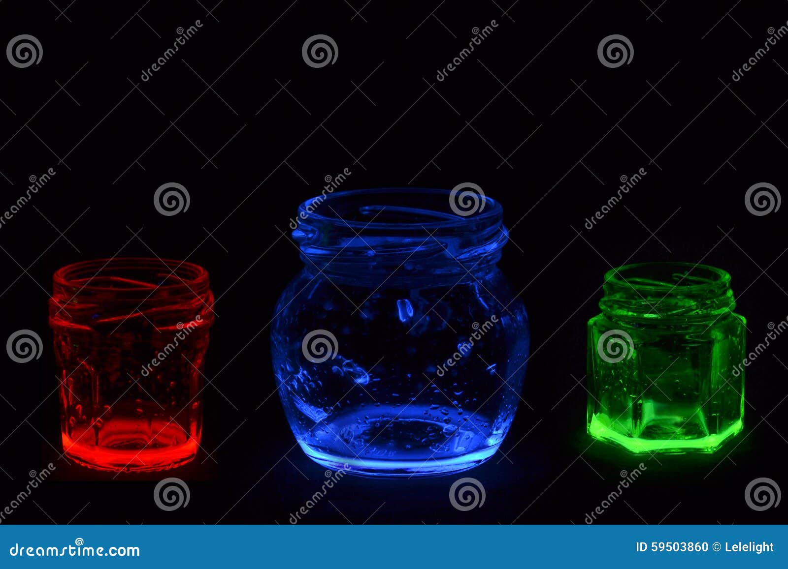 Fluorescent Colored Glass Jars Stock Photo - Image of nature, lighting ...