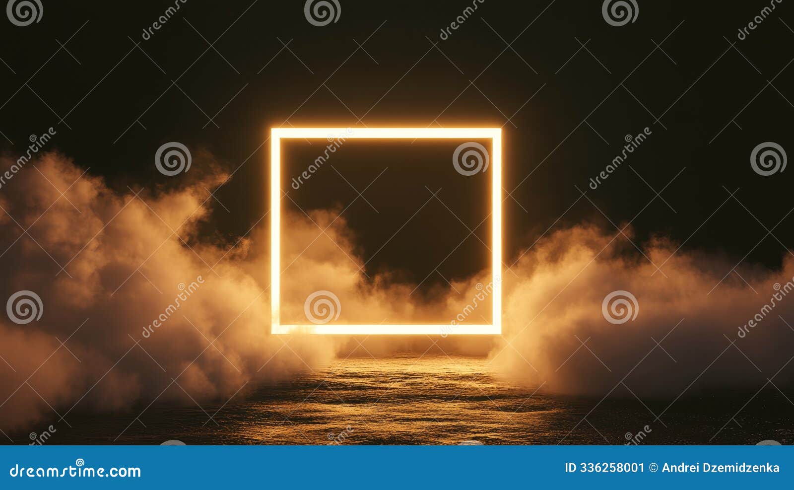 Fluorescent Frame in a Dark Environment with Orange and Yellow Neon ...