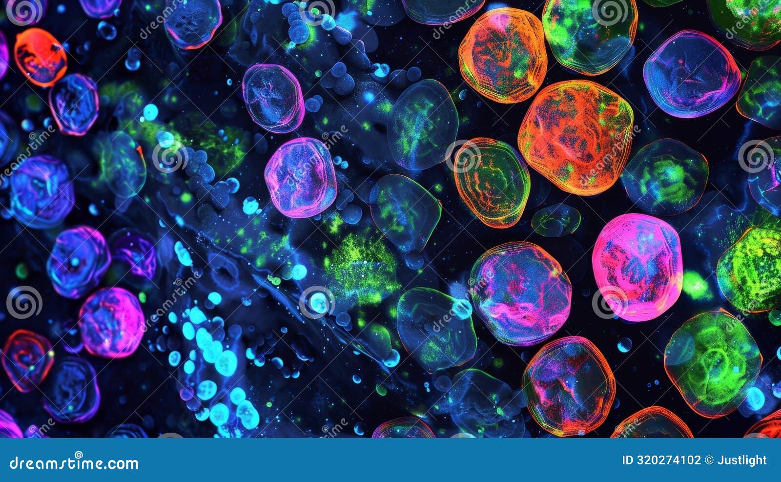 Fluorescent Image of Adipose Tissue with Different Colors Representing ...