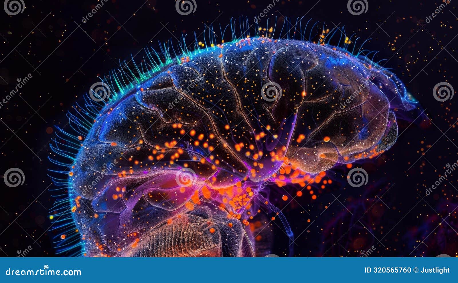 Fluorescent Image of a Mouse Brain Highlighting the Dense Population of ...