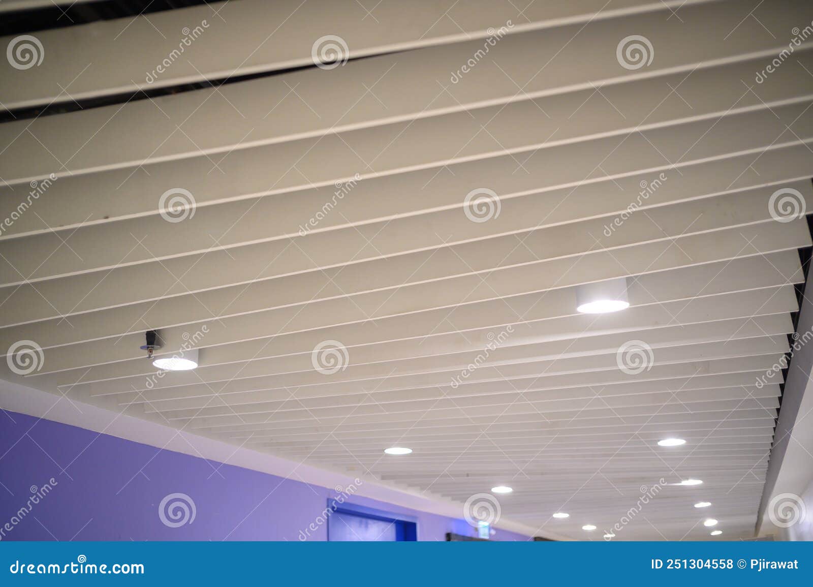 Fluorescent Lamp on the Modern Ceiling Stock Photo - Image of light ...