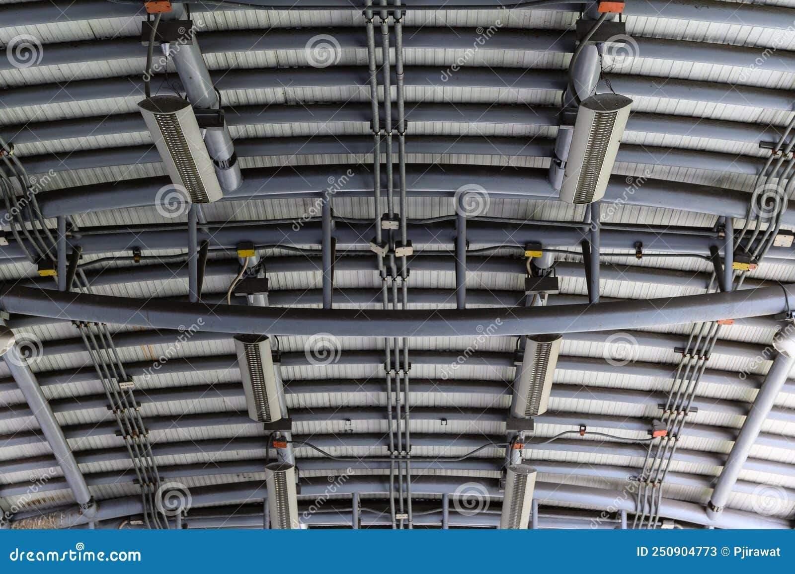 Fluorescent Lamps on the Modern Ceiling Stock Image - Image of idea ...