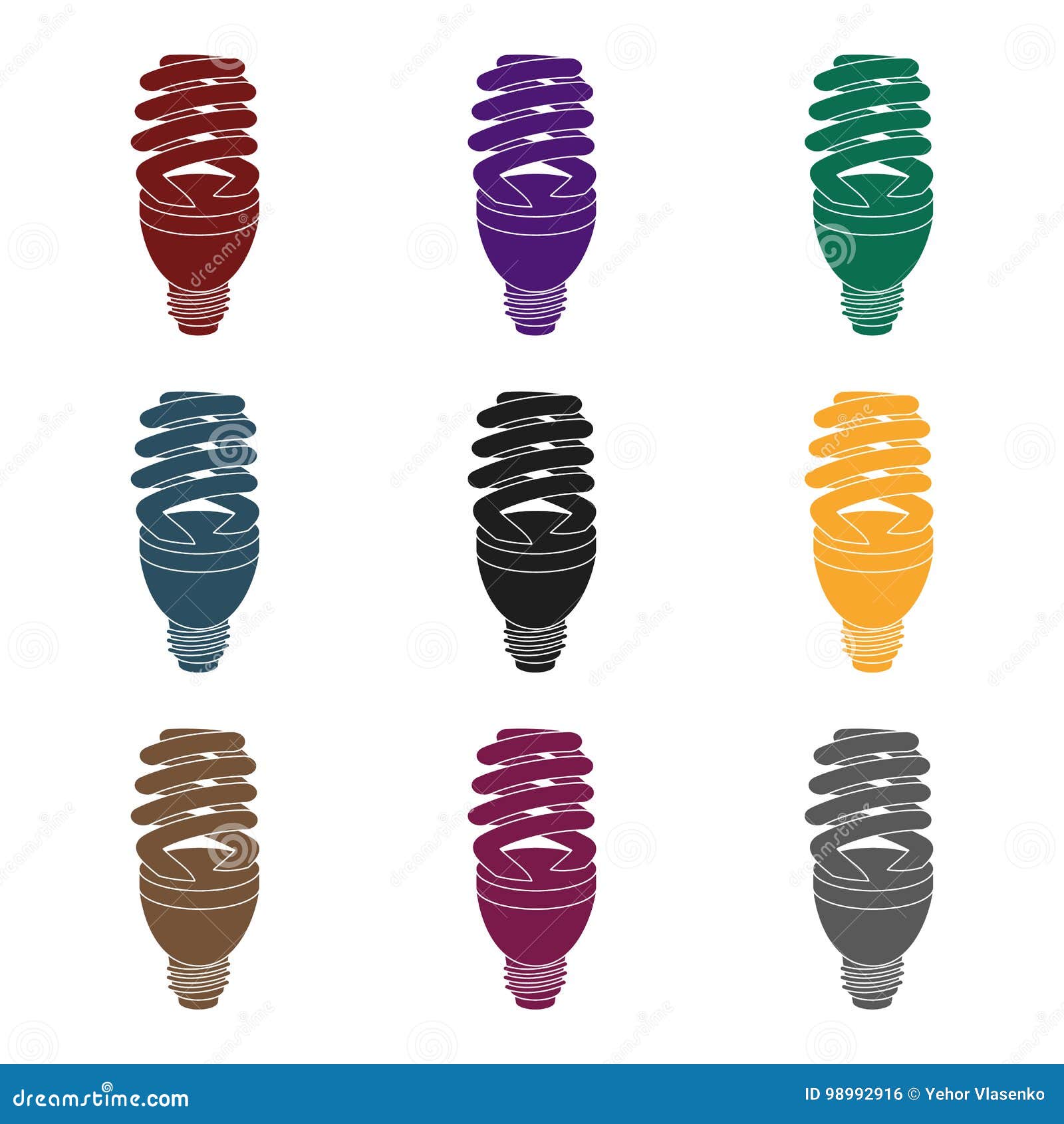 Fluorescent Lightbulb Icon in Black Style Isolated on White Background ...