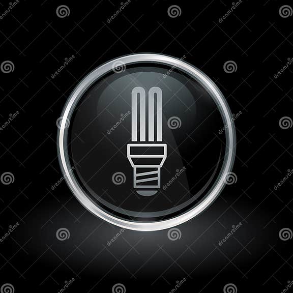 Fluorescent Lightbulb Icon Inside Round Silver and Black Emblem Stock ...