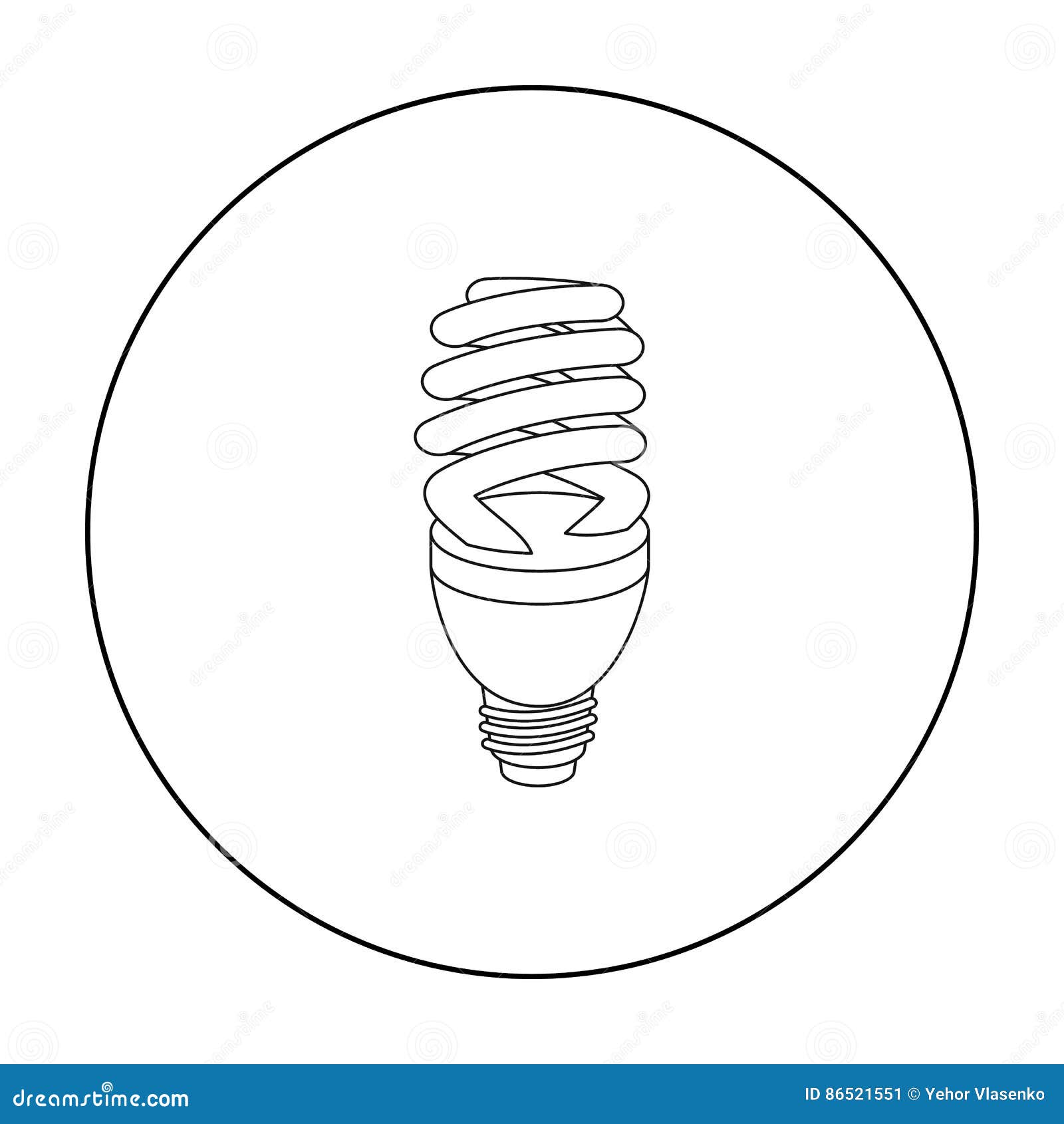 Fluorescent Lightbulb Icon in Outline Style Isolated on White ...