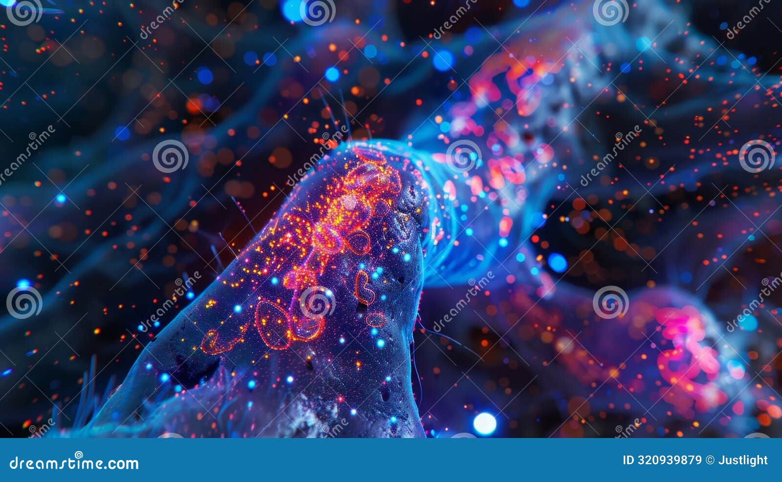 A Fluorescent Microscope View of a Neurons Membrane with Protein ...