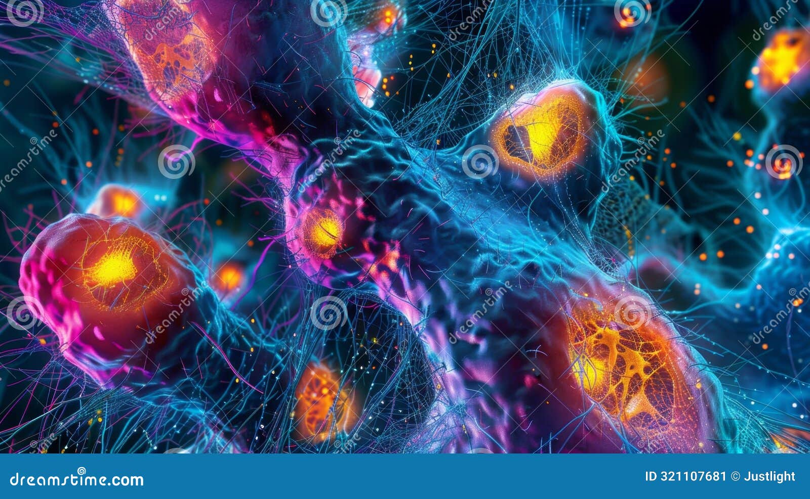 A Fluorescent Microscopy Image of Cells in Different Colors ...