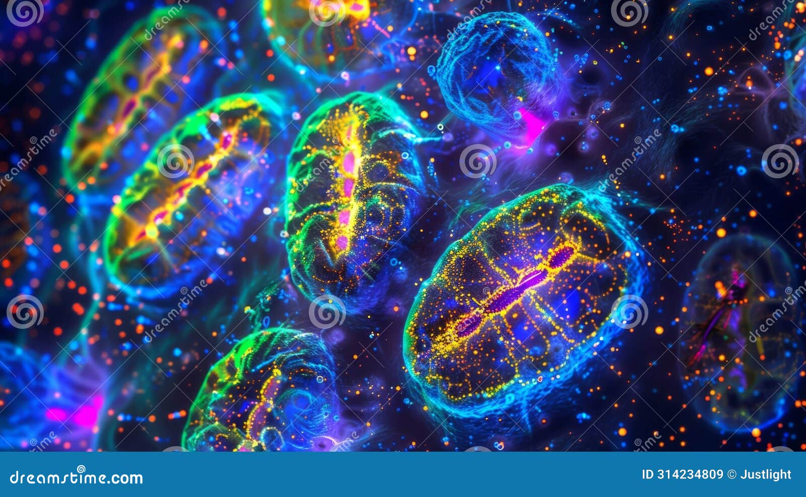 A Fluorescent Microscopy Image Showing Mitochondria Actively Moving and ...