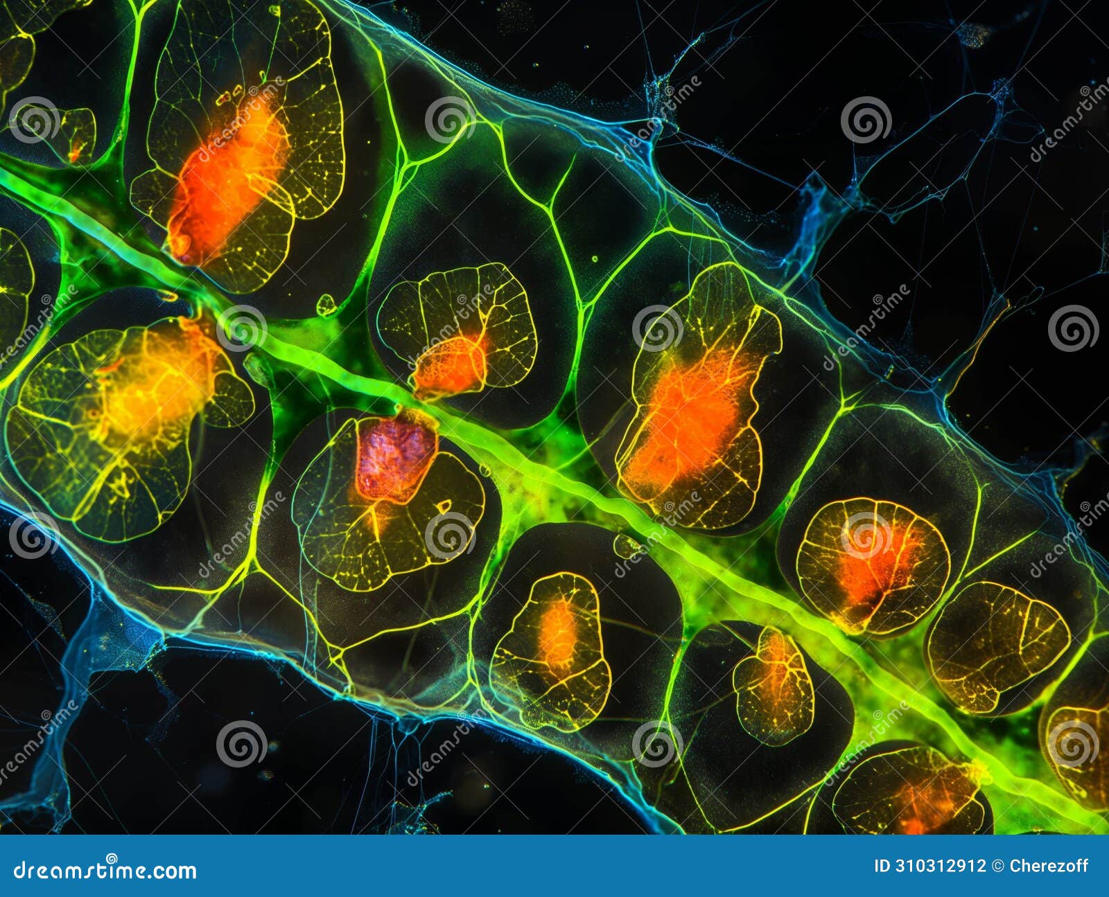 Fluorescent Microscopy of Scientific Sample Stock Photo - Image of ...