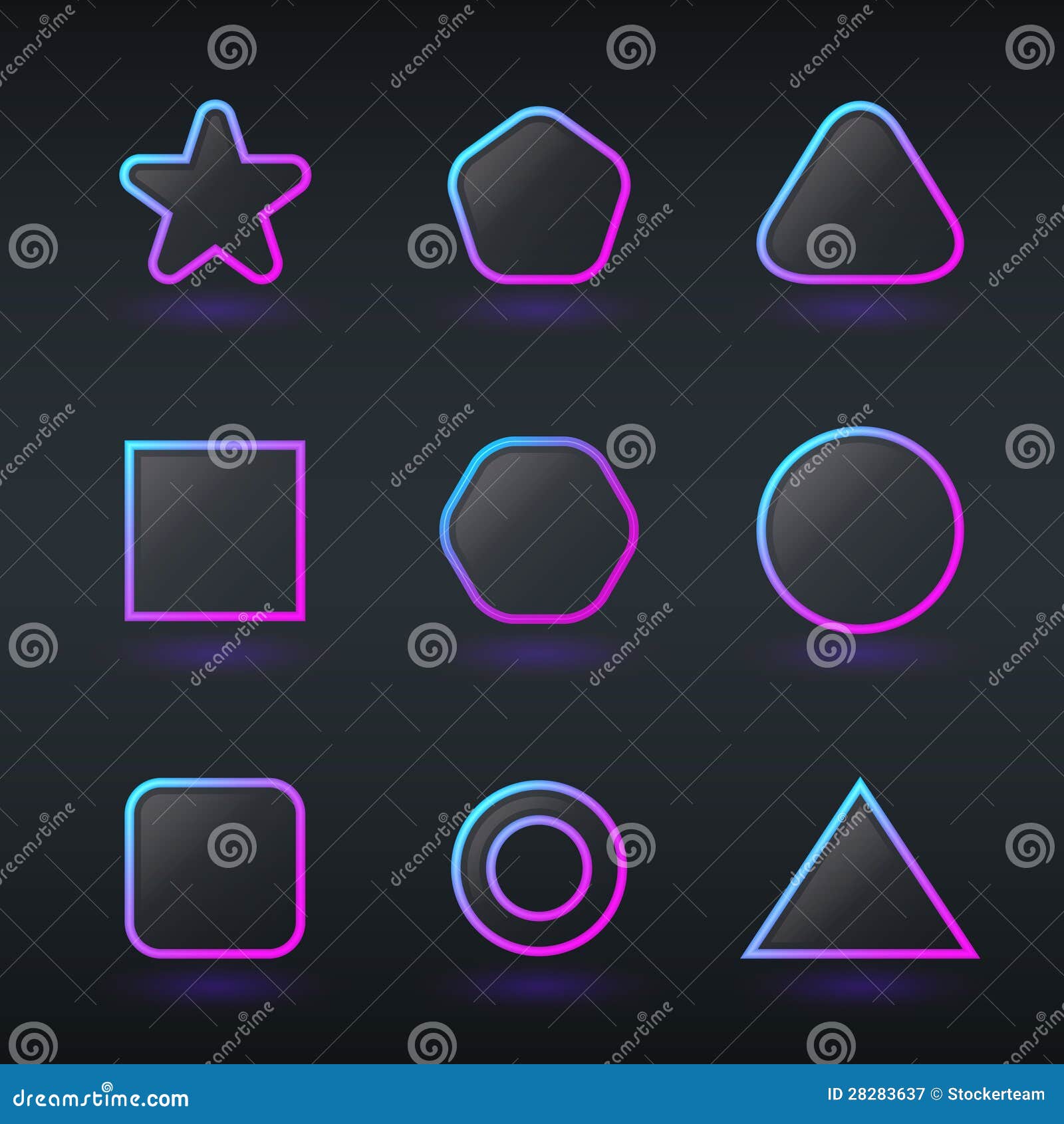 Fluorescent Neon Geometric Shapes Buttons Stock Illustration ...