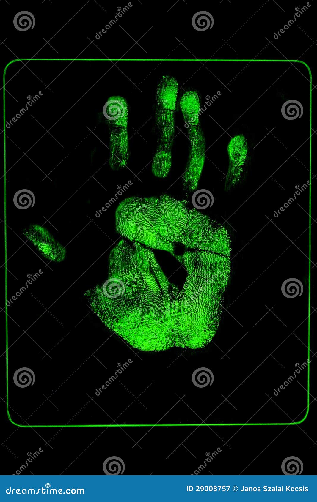 Fluorescent Palm Print stock image. Image of lines, green - 29008757