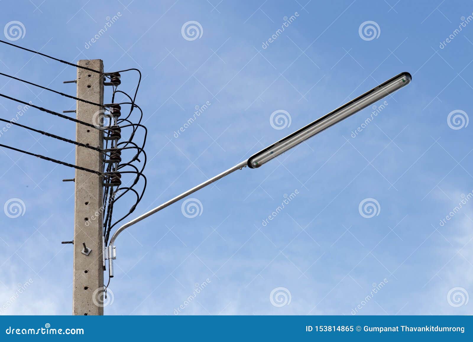Fluorescent Street Light Pole on the Blue Sky Background Stock Image ...