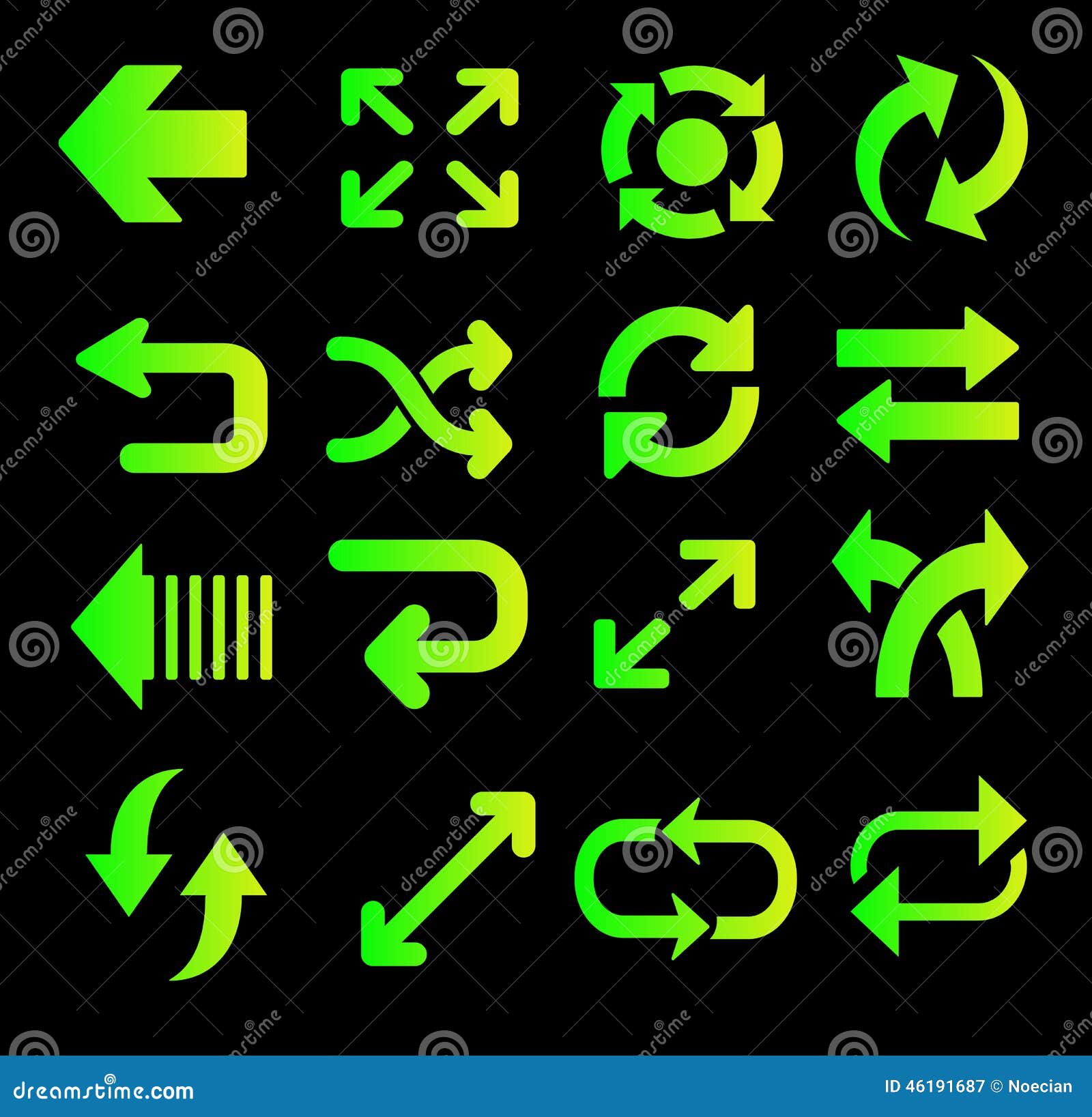 Fluorescente groene pijlen stock illustratie. Illustration of geel ...