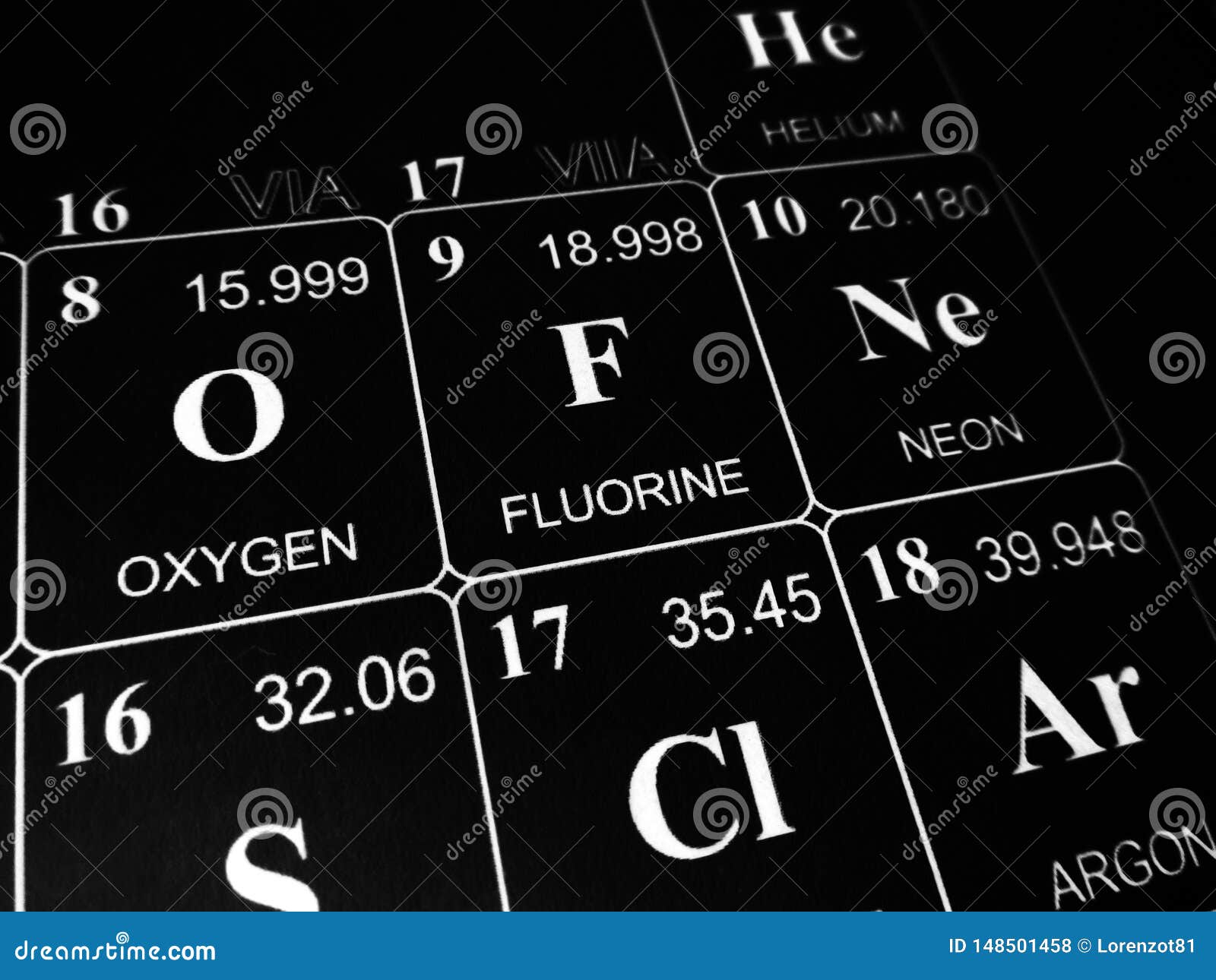 Fluorine on the Periodic Table of the Elements Stock Photo - Image of ...