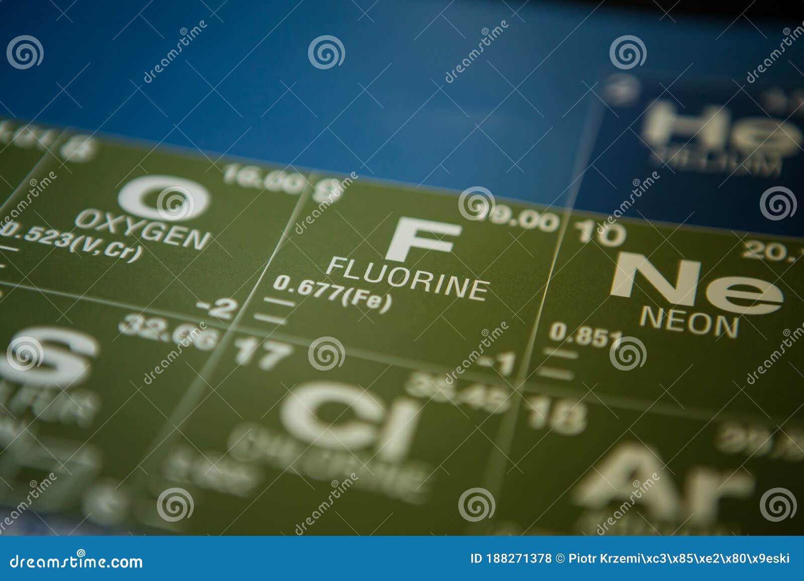 Fluorine on the Periodic Table of Elements Stock Photo - Image of ...