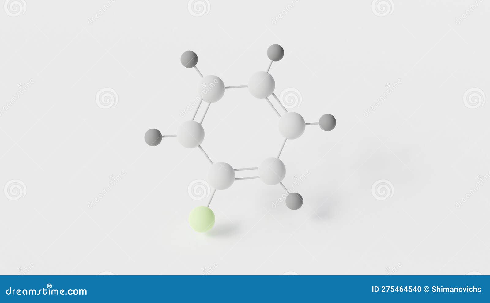Fluorobenzene Molecule 3d, Molecular Structure, Ball and Stick Model ...