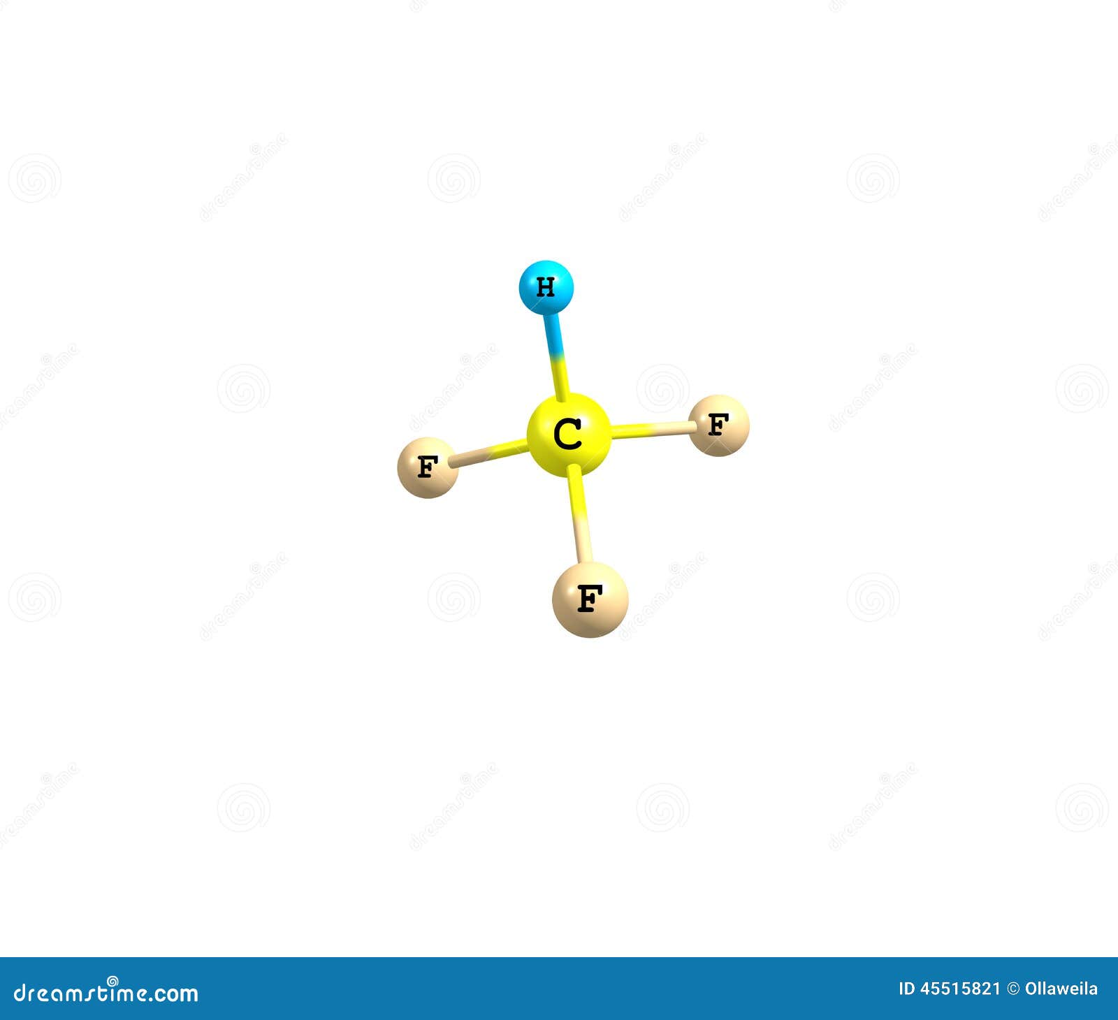 Fluoroform Molecule Isolated on White Stock Illustration - Illustration ...
