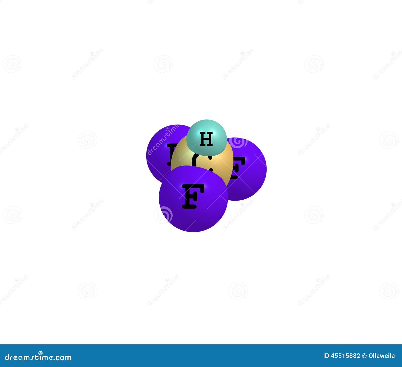 Fluoroform Molecule Isolated on White Stock Illustration - Illustration ...