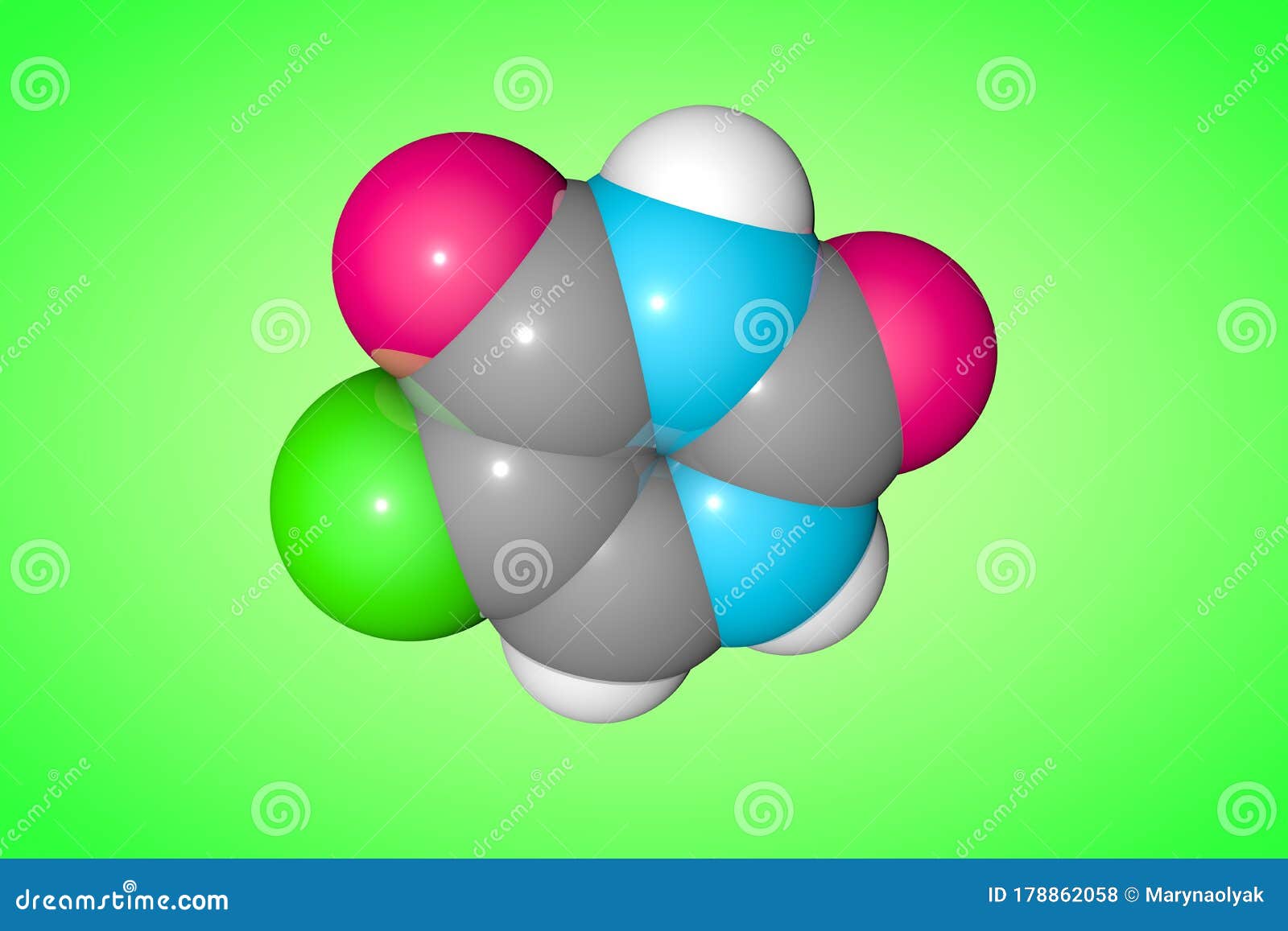 Fluorouracil Molecule. Atoms are Represented As Spheres with ...