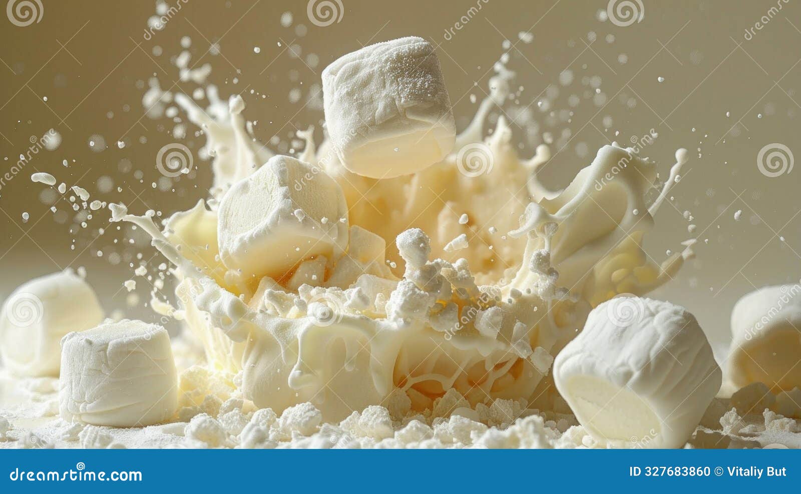 Flurry of Marshmallows Explodes in a Creamy White Cloud, Creating a ...