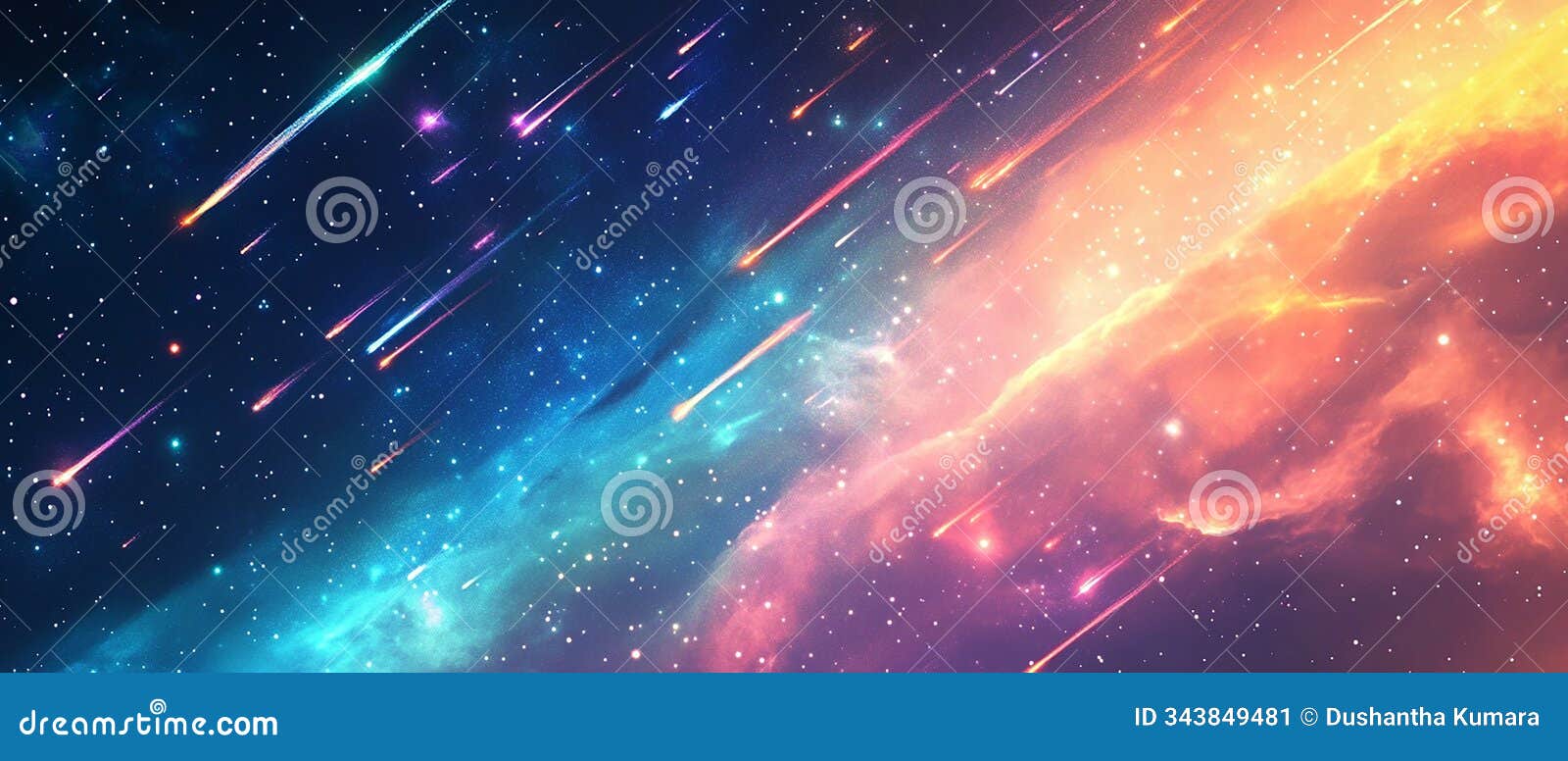 Flurry of Meteor Shower Design with Celestial Motion Stock Illustration ...