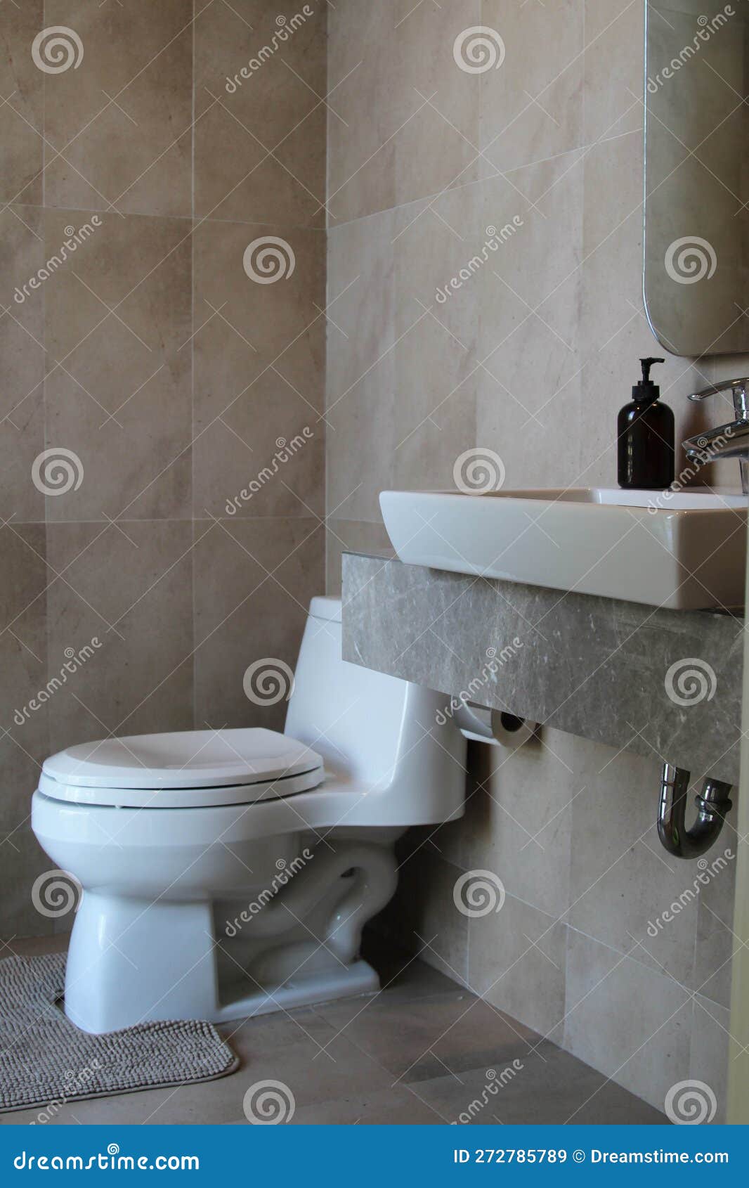 A Flush Toilet in Hotel Bathroom Stock Image - Image of style, decor ...