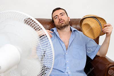 Flushed man feeling hot stock image. Image of funny, climate - 73965067