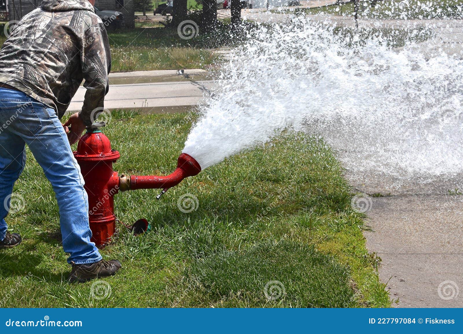 Flushing and Testing a Fire Hydrant Stock Photo - Image of pouring ...