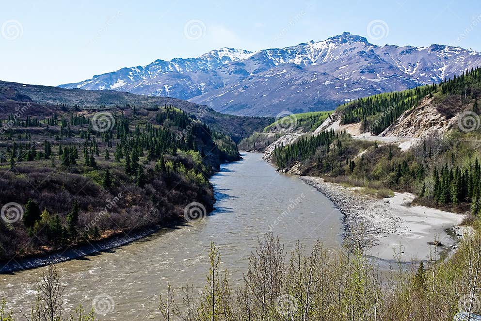 Fluss durch Alaska stockbild. Bild von vereinigt, weit - 21718771