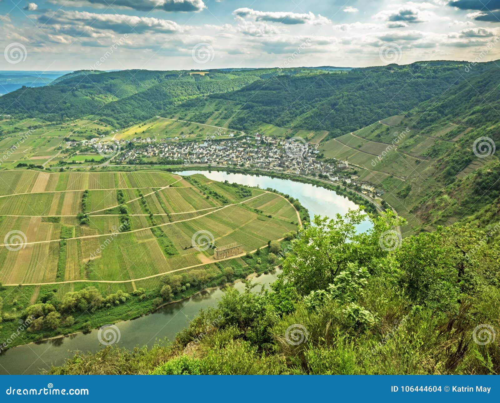 Fluss-Mosel-Schleife am Dorf Bremm, Deutschland Stockfoto - Bild von ...