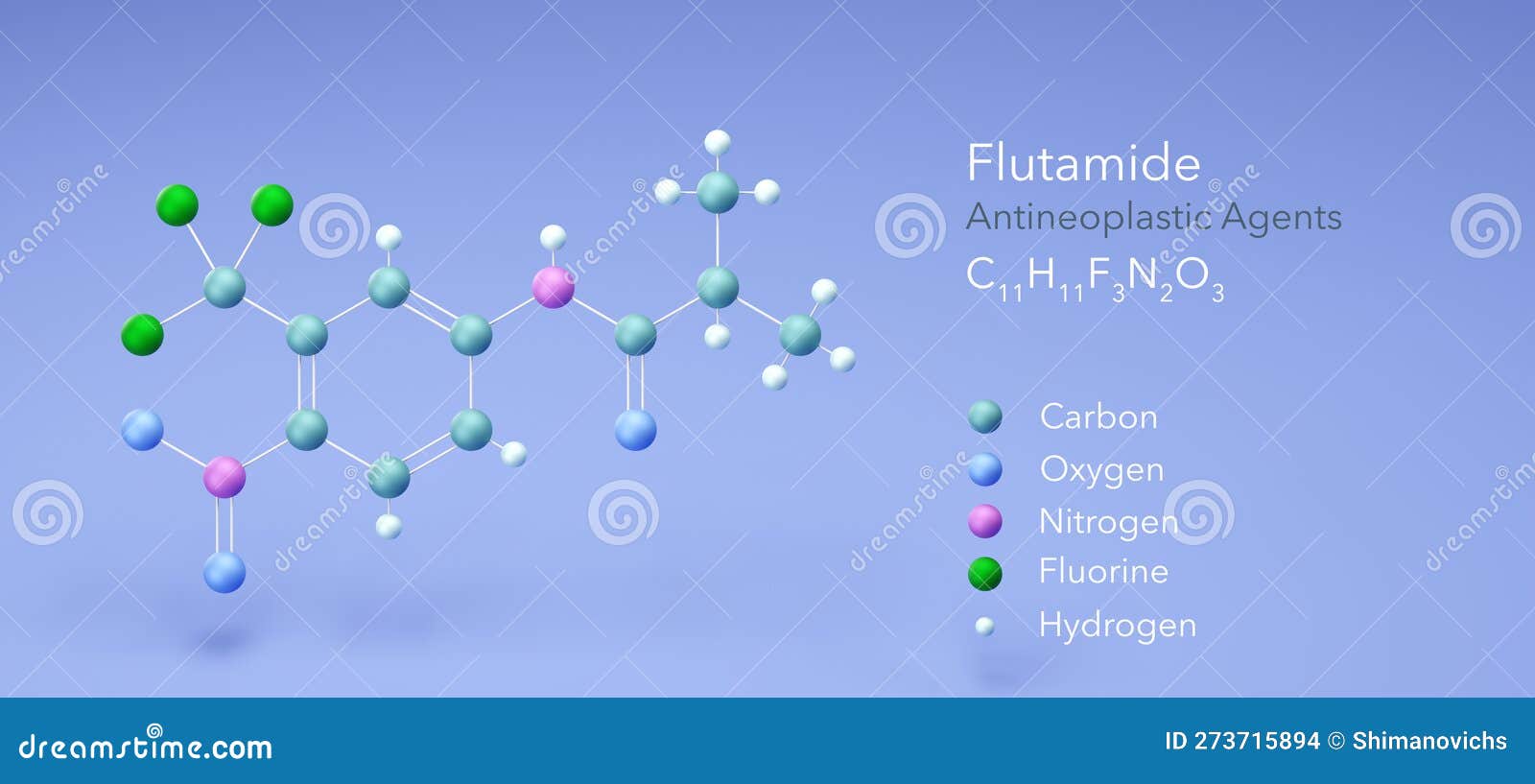 Flutamide Molecule, Molecular Structures, Antineoplastic Agents, 3d ...