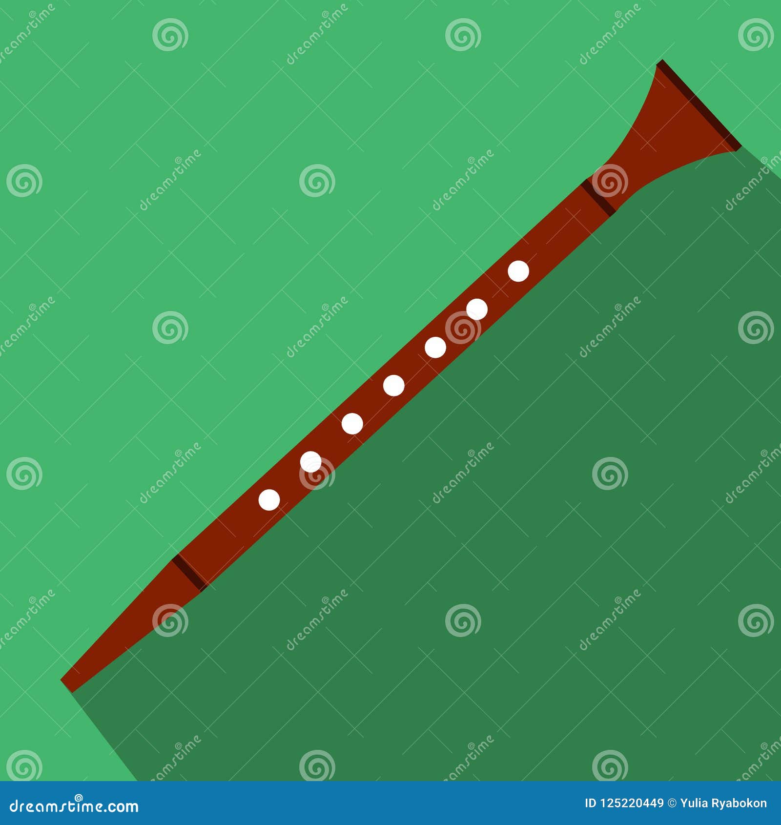 Flute flat icon stock vector. Illustration of music - 125220449