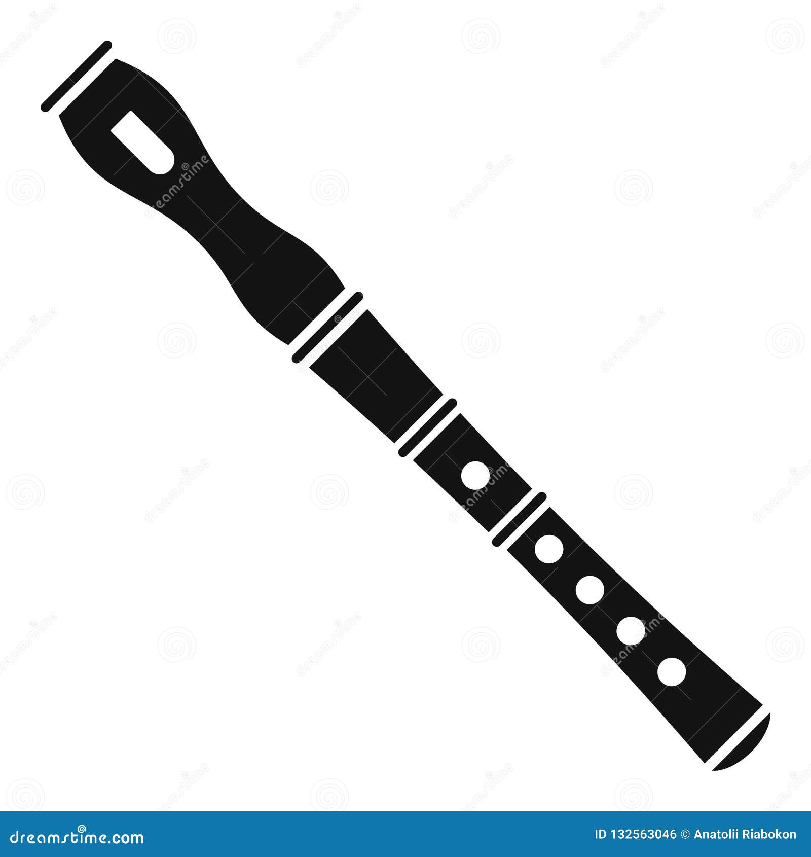 Flute Instrument Icon, Simple Style Stock Vector - Illustration of ...